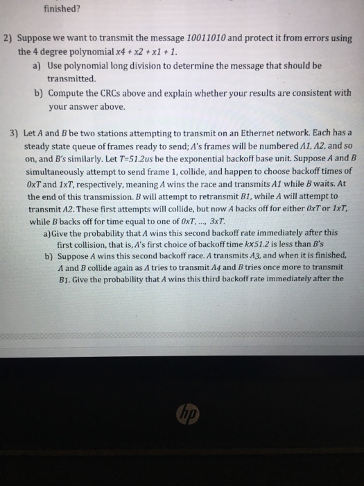 Solved suppose we want to transmit the messages 10011010 and | Chegg.com