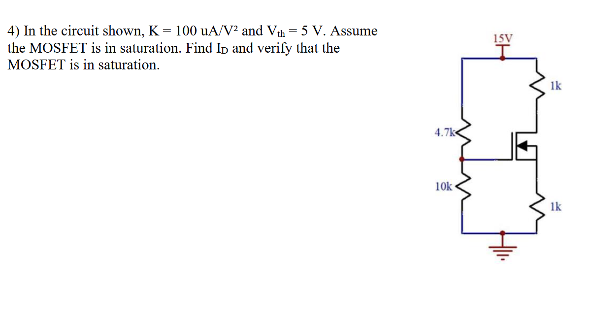 Solved In ﻿the circuit shown, K=100uAV2 ﻿and Vth =5V. | Chegg.com