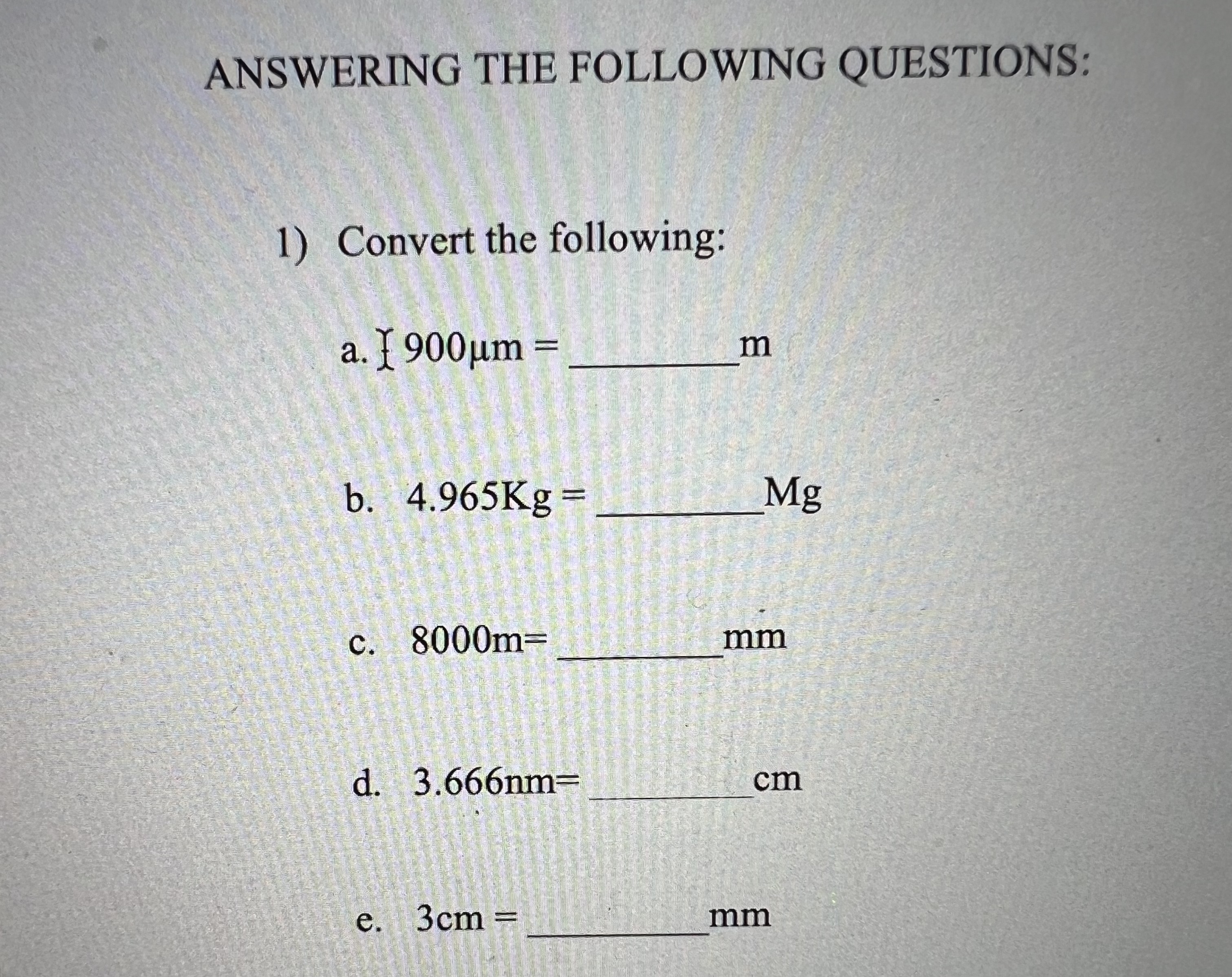Solved ANSWERING THE FOLLOWING QUESTIONS:Convert the | Chegg.com