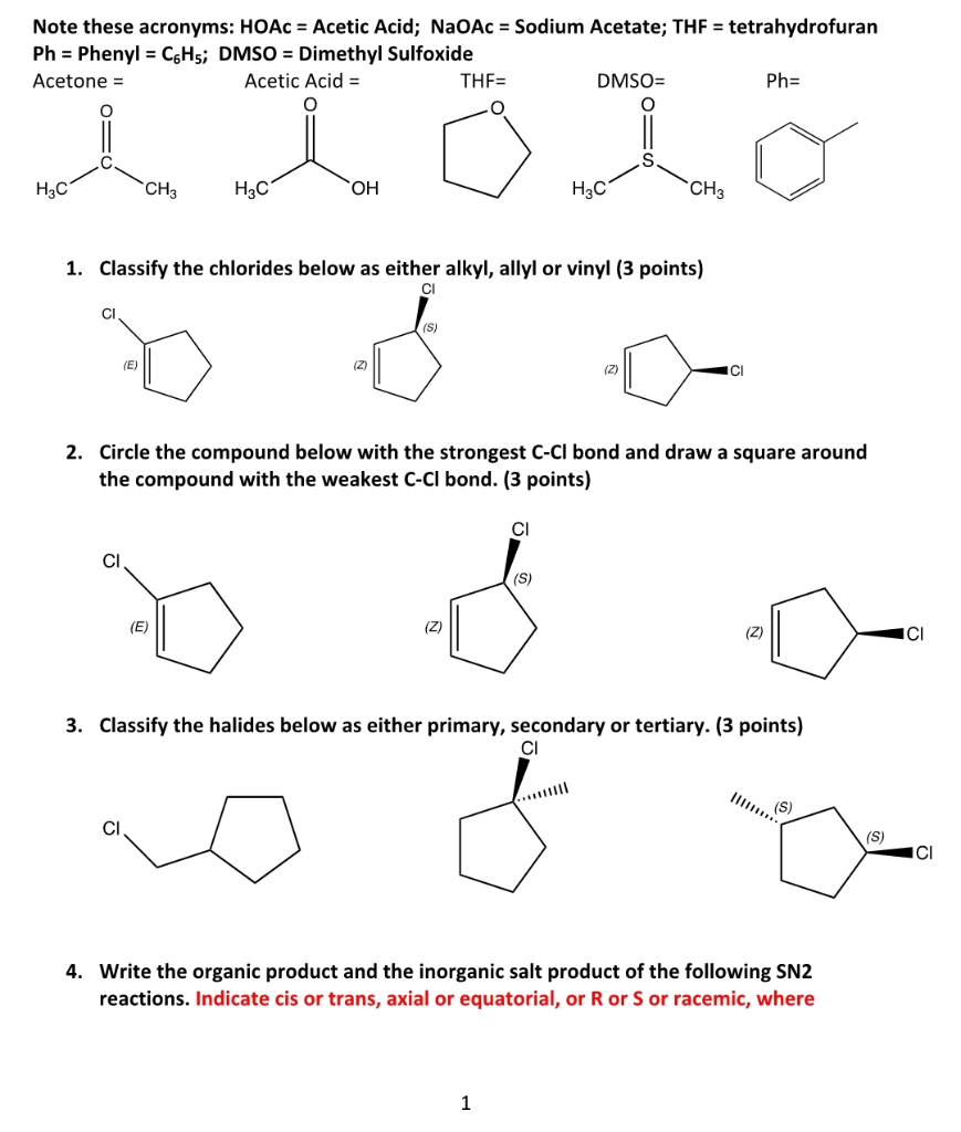 Note these acronyms: HOAC = Acetic Acid; NaoAc = | Chegg.com