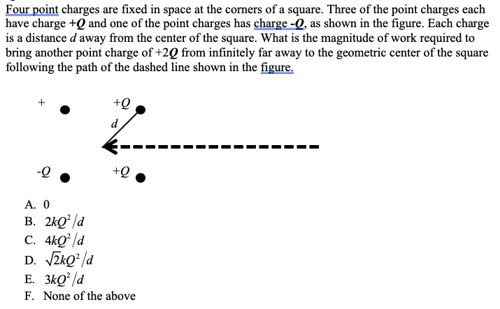 Solved Four point charges are fixed in space at the corners | Chegg.com