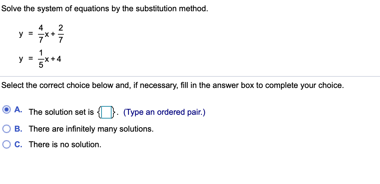 Solved Solve the system of equations by the substitution | Chegg.com
