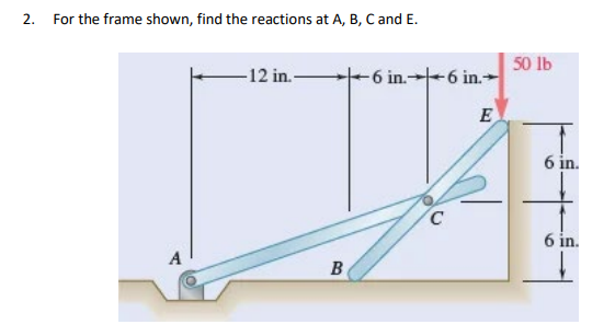Solved For the frame shown, find the reactions at A, ﻿B, ﻿C | Chegg.com