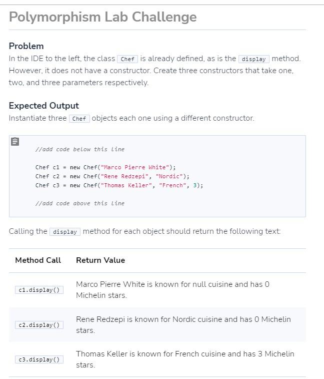 Solved Given code: class Chef { private String name; | Chegg.com