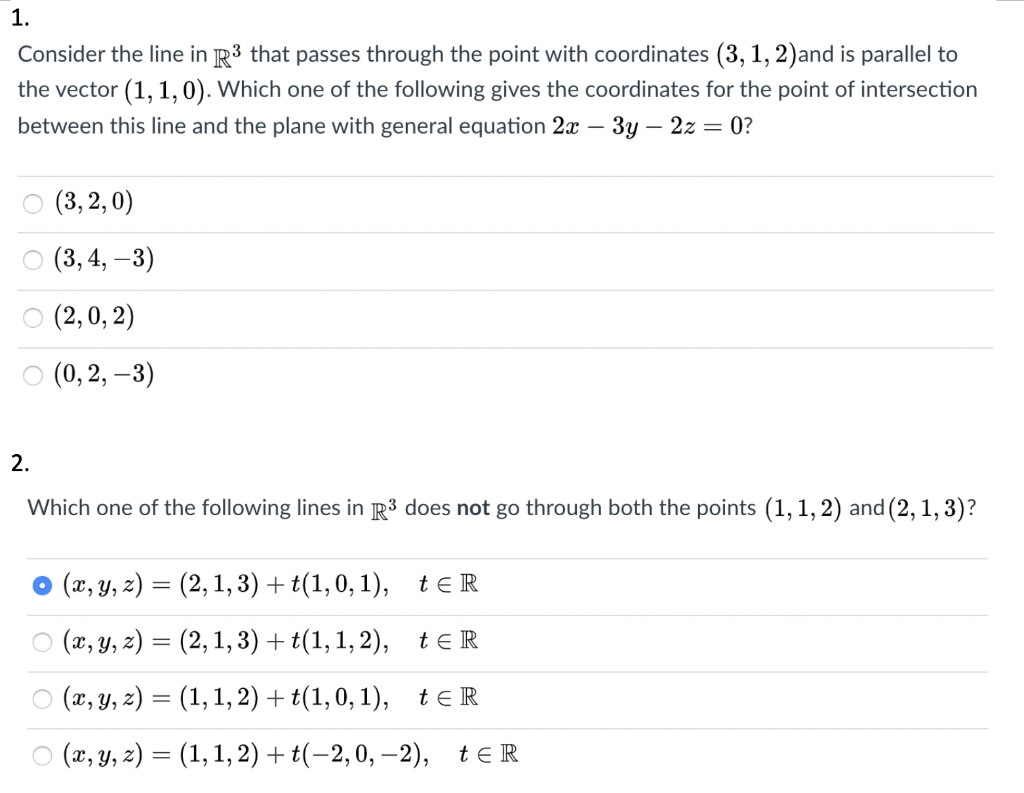 Solved 1. Consider the line in R3 that passes through the | Chegg.com