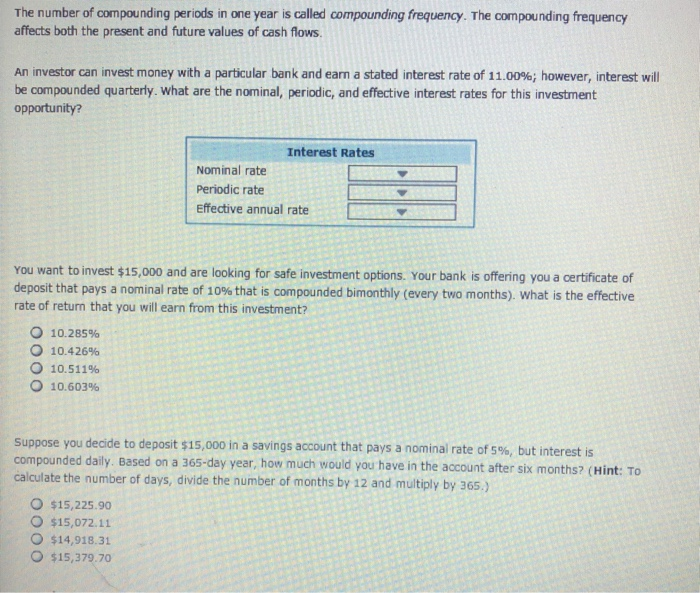 Solved The number of compounding periods in one year is | Chegg.com