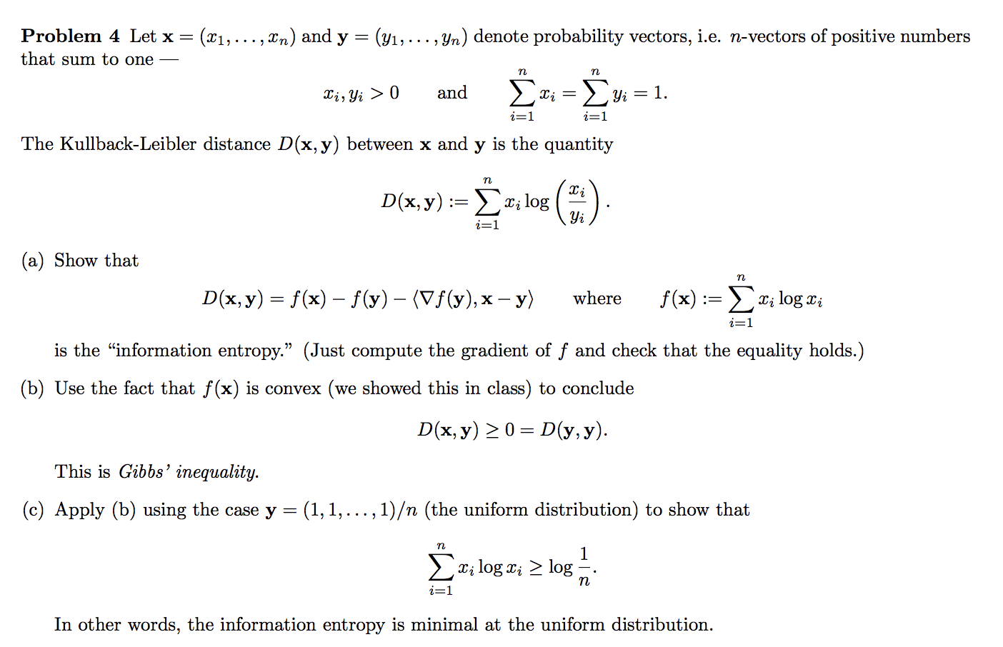 Solved Problem 4 Let x = (x1, ..., Xn) and y = (y1, ... , | Chegg.com