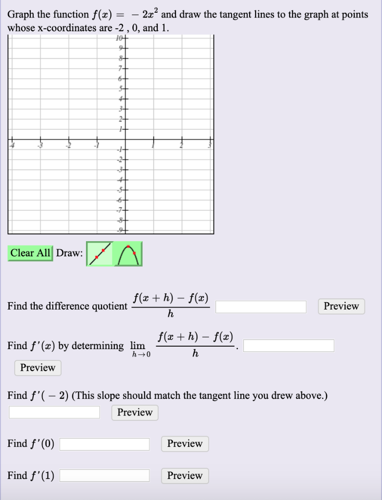 Solved 2x2 and draw the tangent lines to the graph at points | Chegg.com