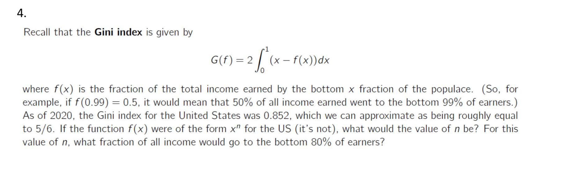 Solved 4. Recall that the Gini index is given by G(f) = 2 [ | Chegg.com