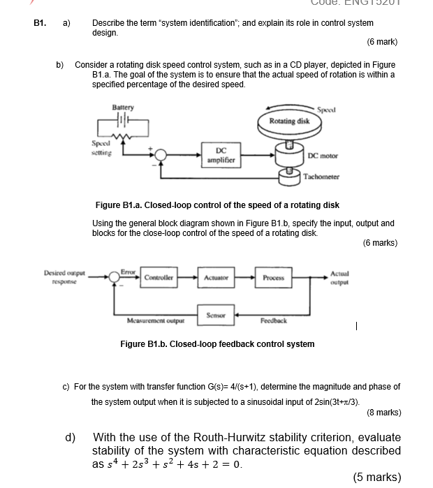 Solved B1. a) Describe the term "system identification"; and | Chegg.com