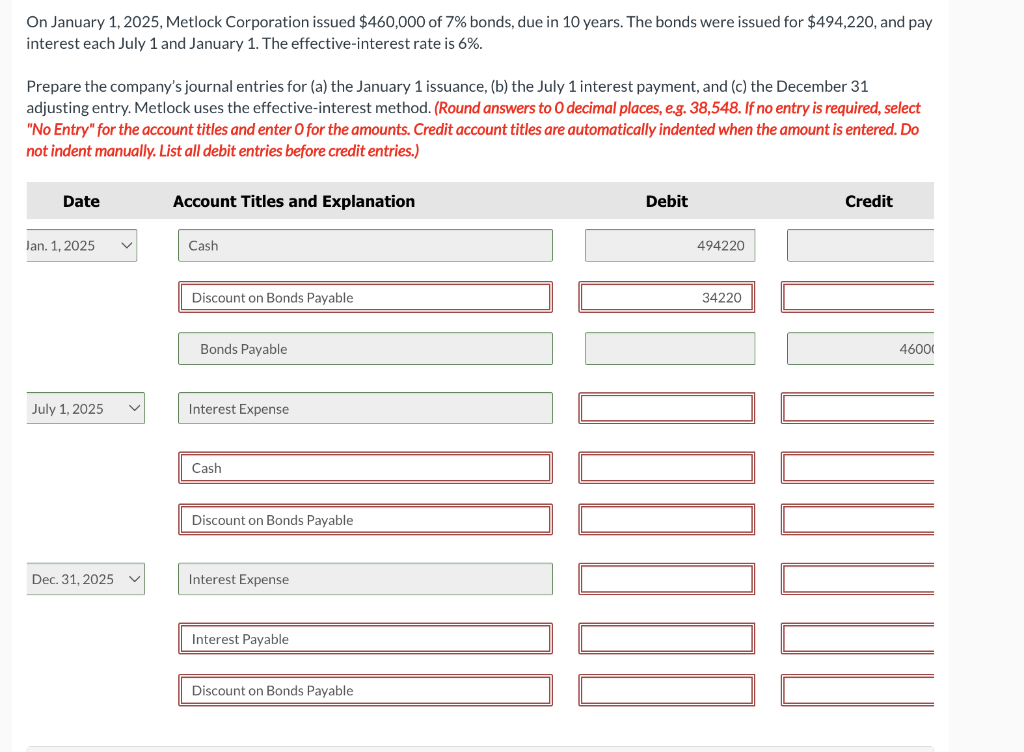 Solved On January 1, 2025, Metlock Corporation issued | Chegg.com