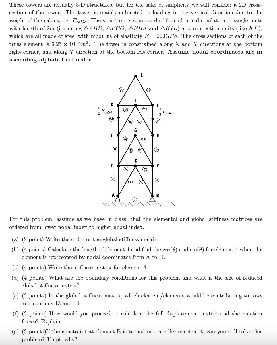 Solved These towers are actually 3-D structures, but for the | Chegg.com