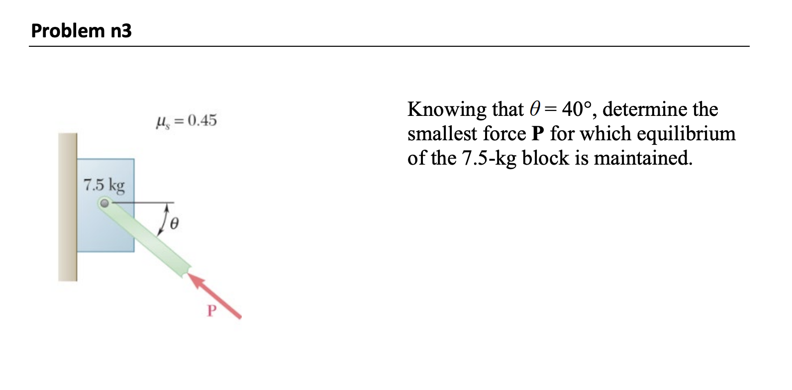 Solved Knowing That θ 40∘ Determine The Smallest Force P