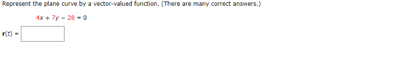 Solved Represent The Plane Curve By A Vector Valued 