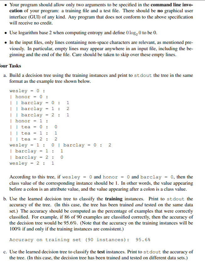 Part II: Programming (70 points) Implement the ID3 | Chegg.com