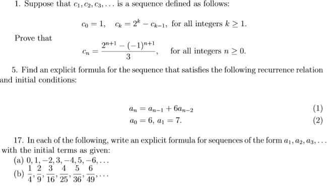 Solved 1. Suppose that ci, 2, c3,. is a sequence defined as | Chegg.com