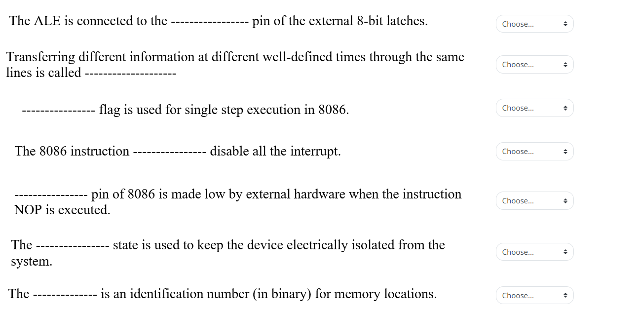Solved The ALE is connected to the .pin of the external | Chegg.com
