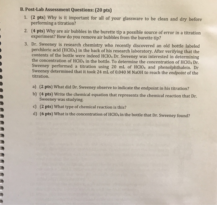 Solved B. Post-Lab Assessment Questions: (20 pts) 1. (2 pts) | Chegg.com