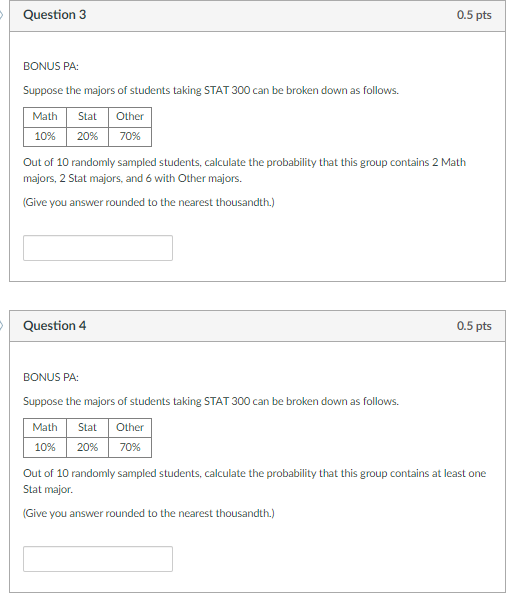 Solved BONUS PA: Suppose the majors of students taking STAT | Chegg.com