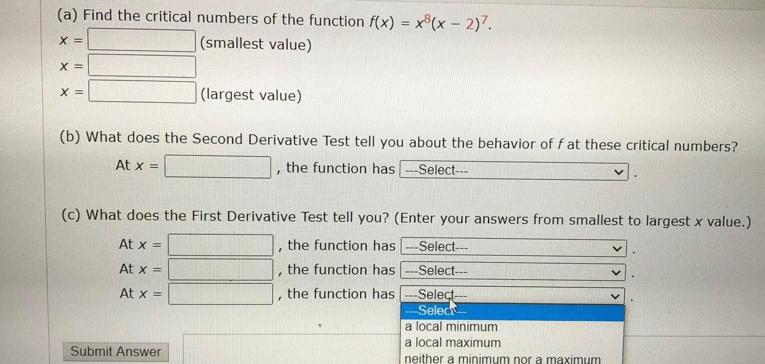 Solved (a) Find the critical numbers of the function f(x) = | Chegg.com