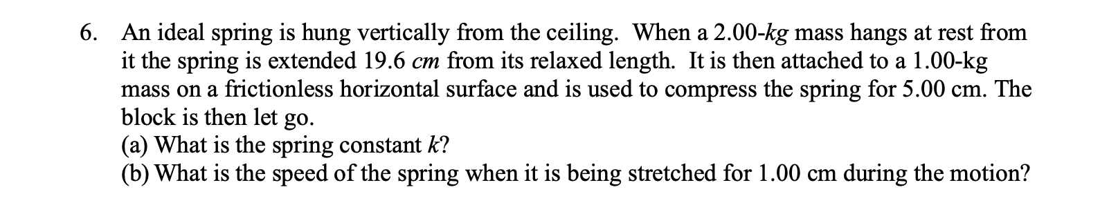 Solved 6. An ideal spring is hung vertically from the | Chegg.com