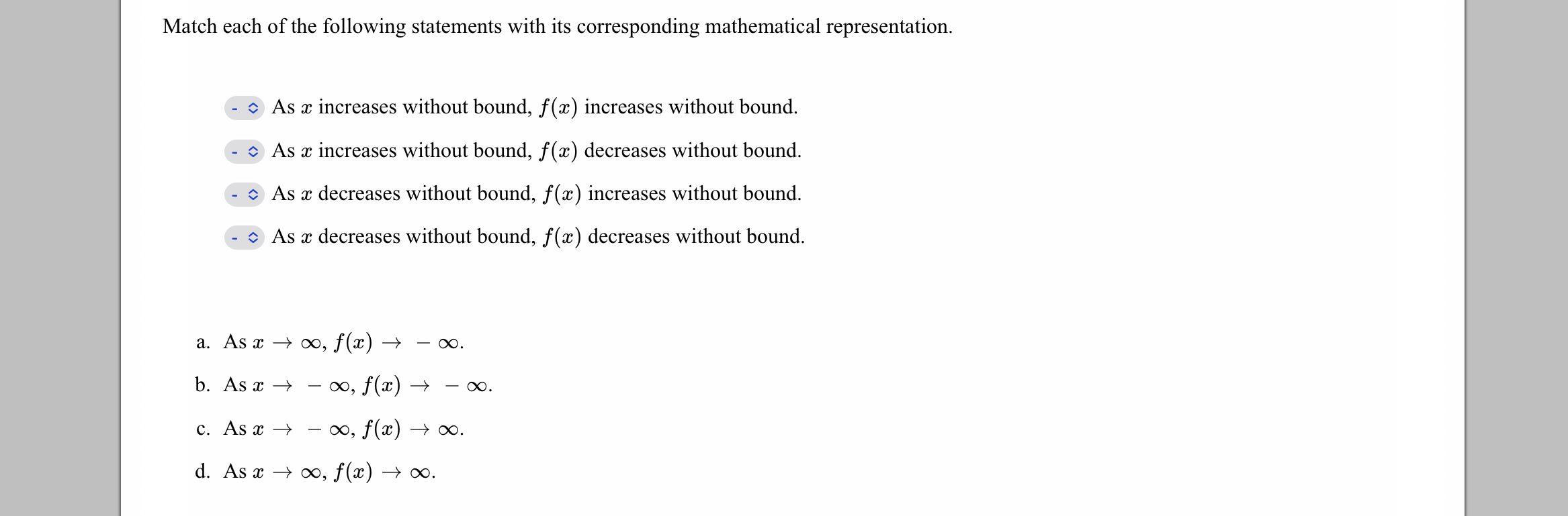 Solved Match each of the following statements with its | Chegg.com