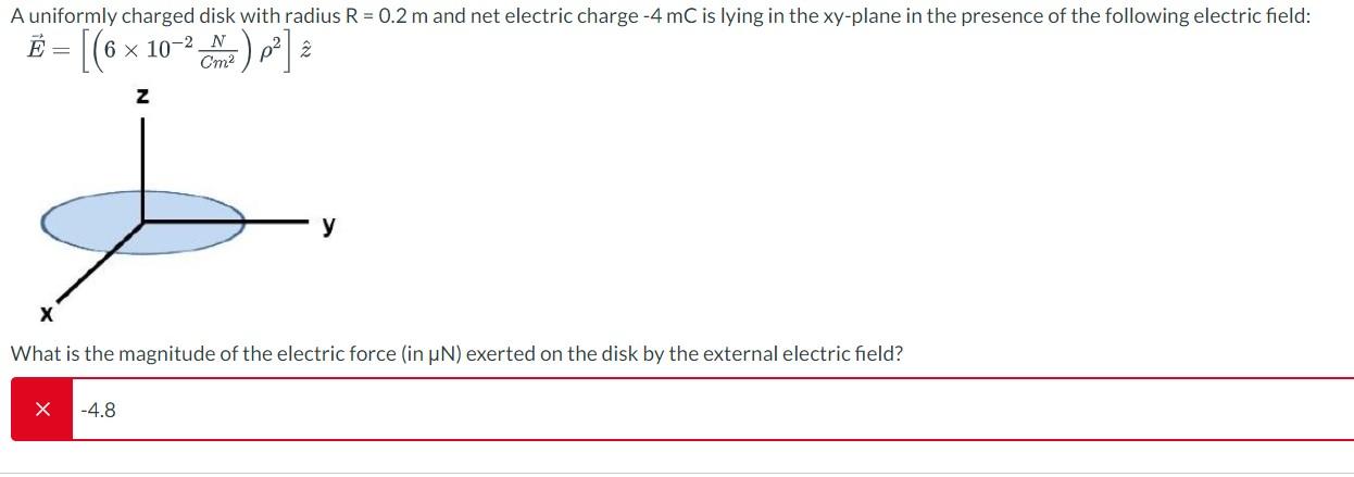 Solved A uniformly charged disk with radius R=0.2 m and net | Chegg.com