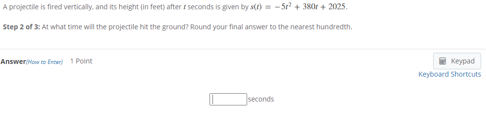 Solved A projectile is fired vertically, and its height (in | Chegg.com