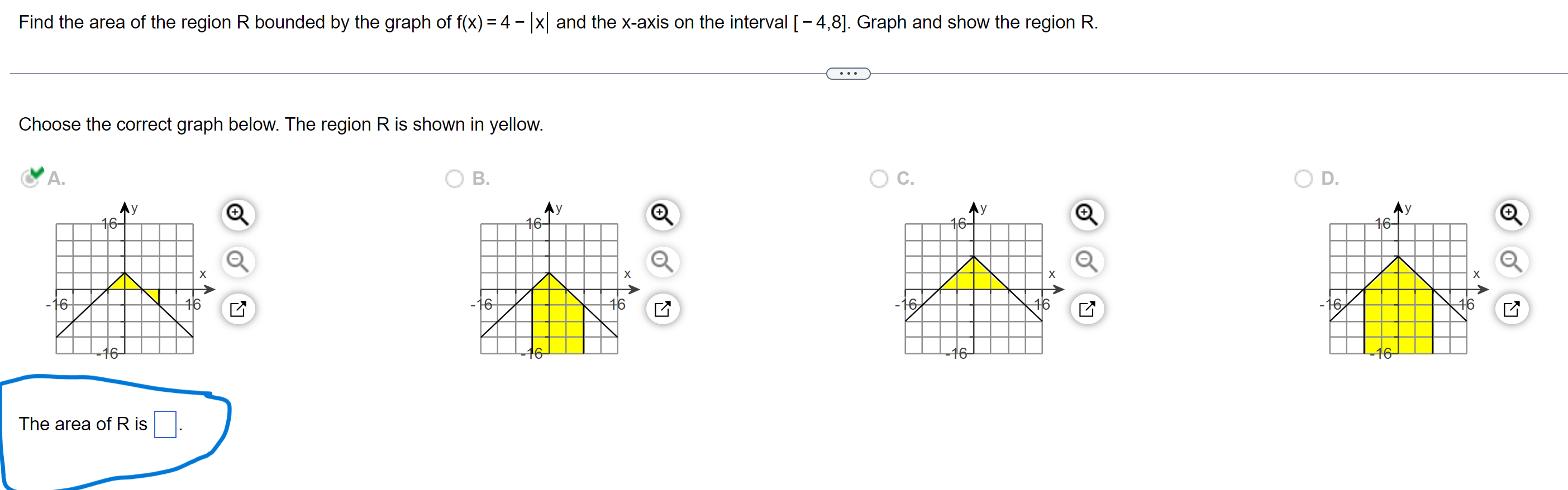 Solved Find the area of the region R bounded by the graph of | Chegg.com
