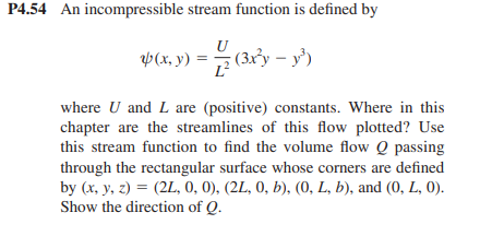 P4.54 An ﻿incompressible stream function is ﻿defined | Chegg.com