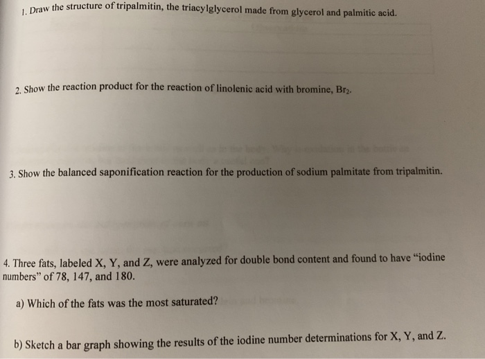 Solved v the structure of tripalmitin, the triacylglycerol | Chegg.com