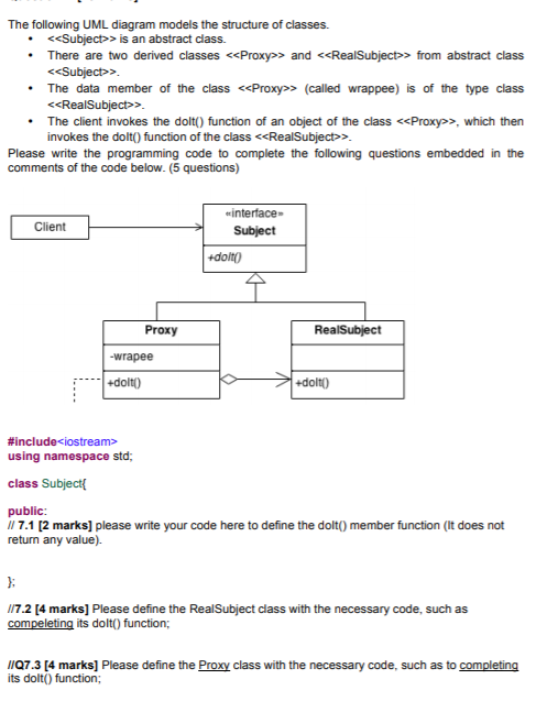 Solved The following UML diagram models the structure of | Chegg.com