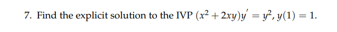 Solved Find an implicit expression for the solution y of the | Chegg.com