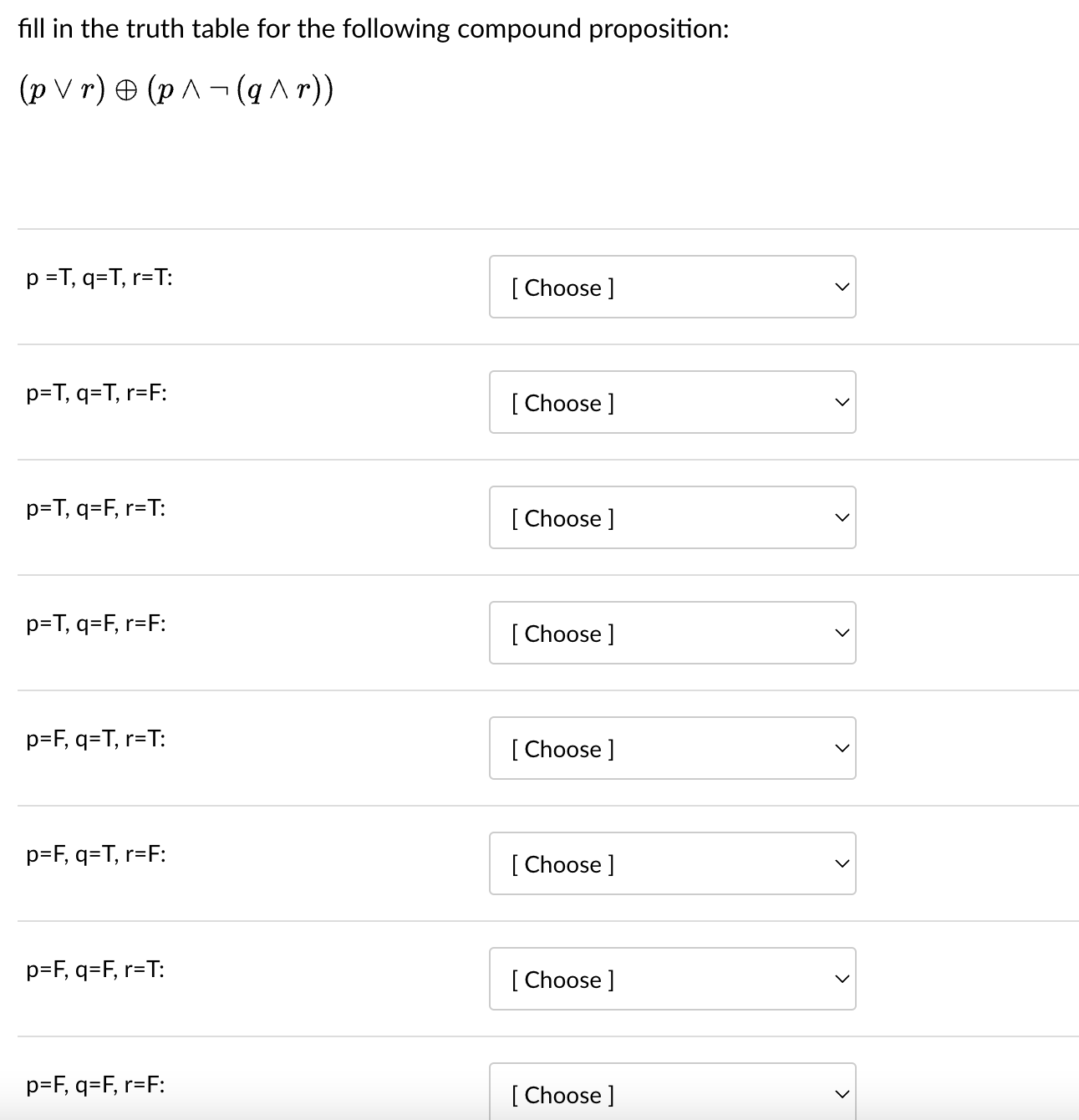 fill in the truth table for the following compound | Chegg.com
