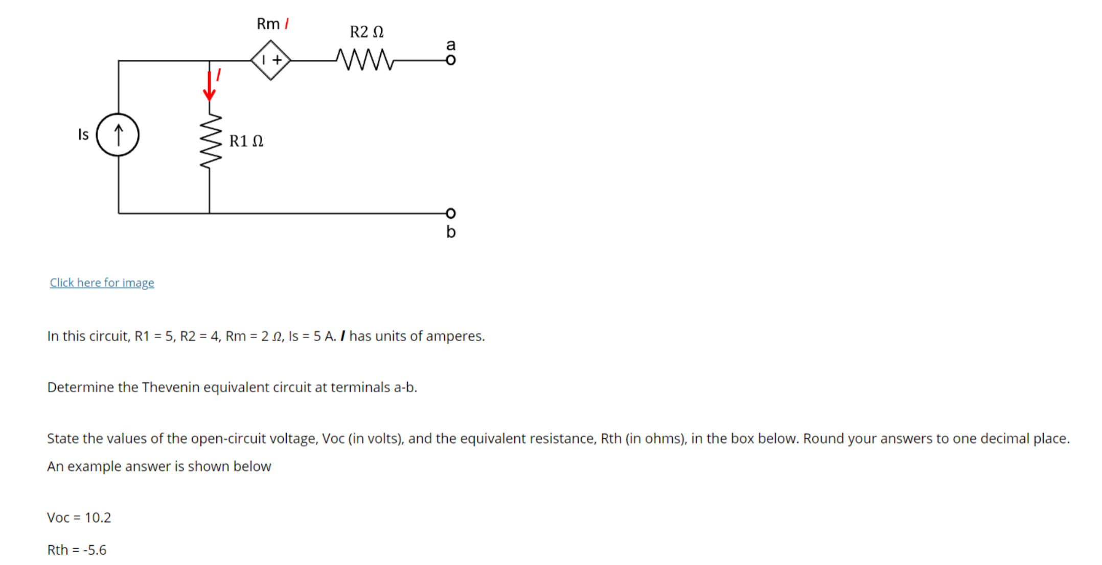 Solved In this circuit, R1=5,R2=4,Rm=2Ω, Is =5 A. I has | Chegg.com