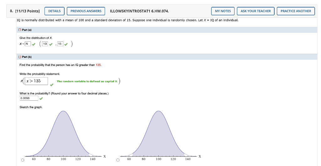 Solved IQ is normally distributed with a mean of 100 and a | Chegg.com