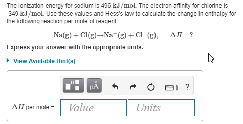 Solved The ionization energy for sodium is 496 kJ/mol The | Chegg.com