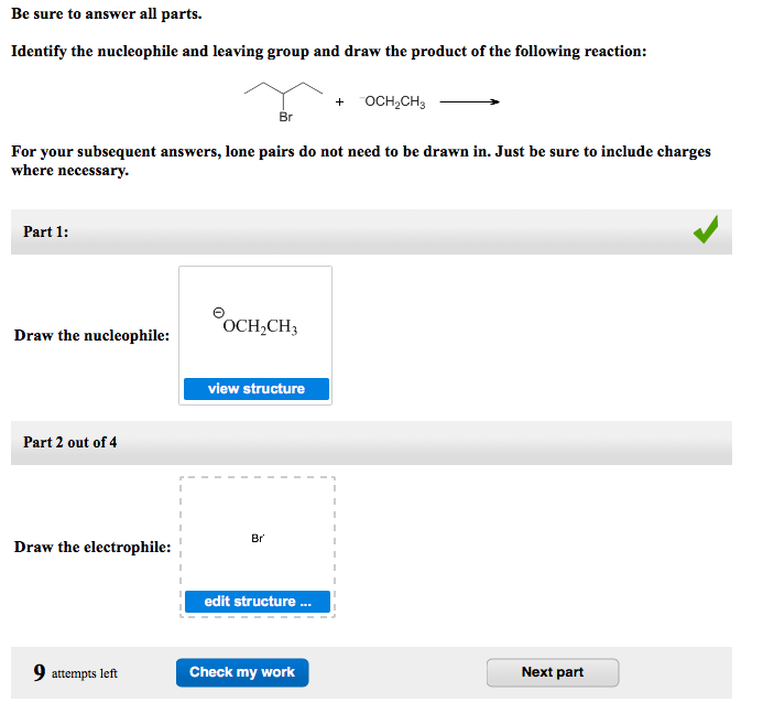Solved Be sure to answer all parts. Identify the nucleophile | Chegg.com