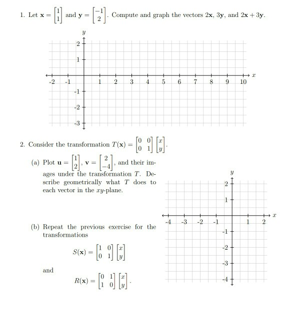 Solved Compute and graph the vectors 2x, 3y, and 2x + 3y 2 | Chegg.com