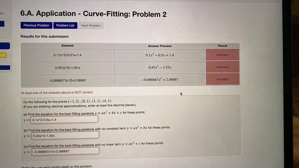 Solved Je- 6.A. Application - Curve-Fitting: Problem 2 | Chegg.com