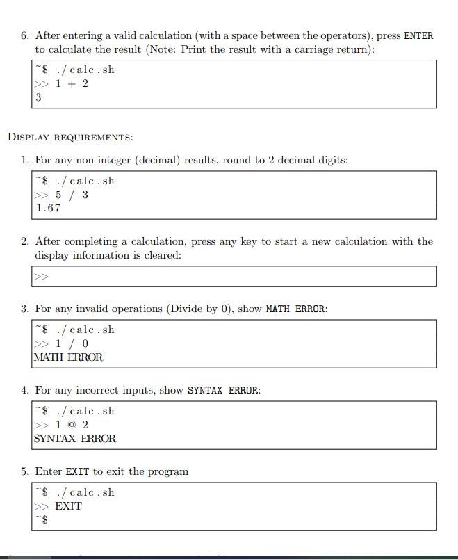 Solved 2. Supports 5 basic calculations: Add (+), Subtract | Chegg.com