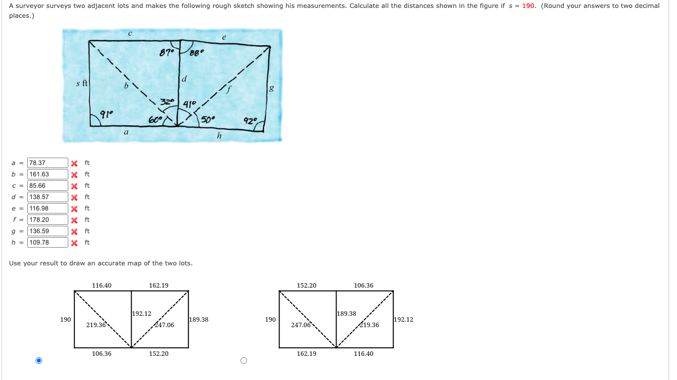 Solved A surveyor surveys two adjacent lots and makes the | Chegg.com