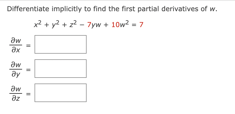 Solved Differentiate implicitly to find the first partial | Chegg.com