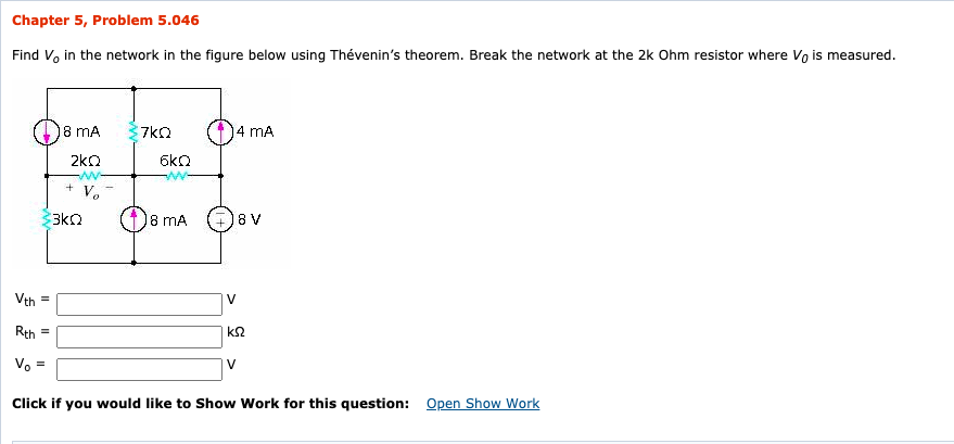 Solved Find Vo in the network in the figure below using | Chegg.com