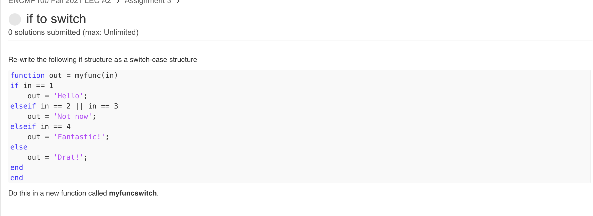 Solved Assignmel if to switch O solutions submitted (max: | Chegg.com