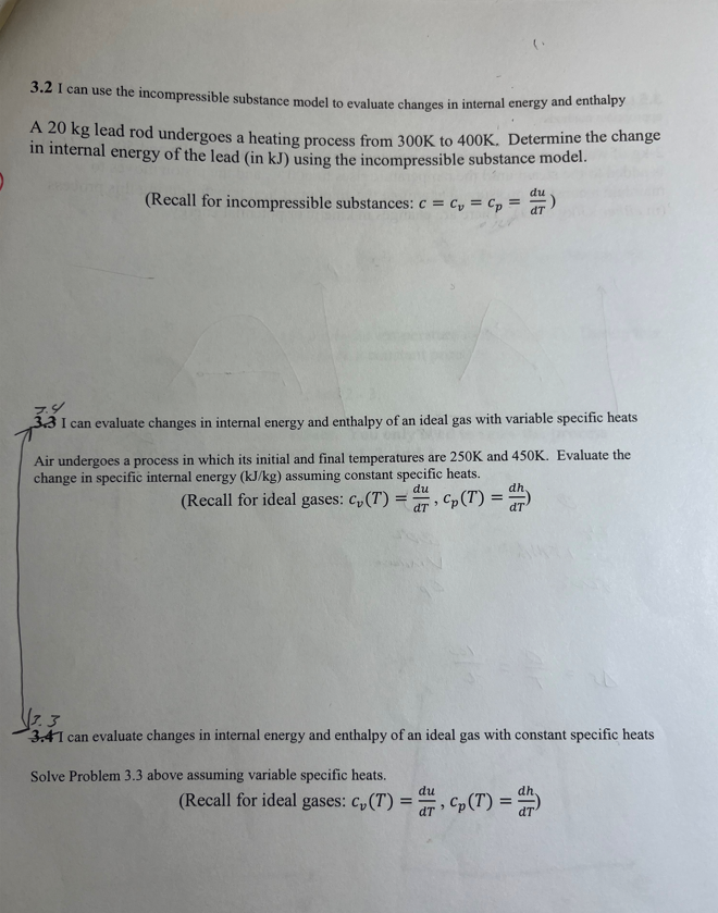 3.2 I can use the incompressible substance model to | Chegg.com
