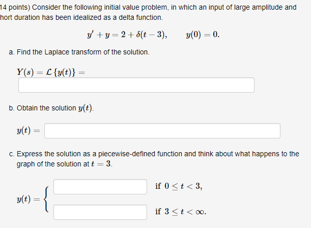 Solved 14 points) Consider the following initial value | Chegg.com