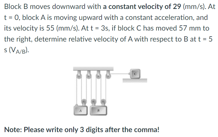 Solved Block B moves downward with a constant velocity of | Chegg.com