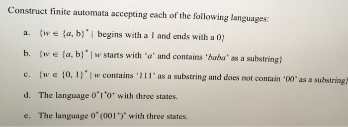 Solved Construct finite automata accepting each of the | Chegg.com
