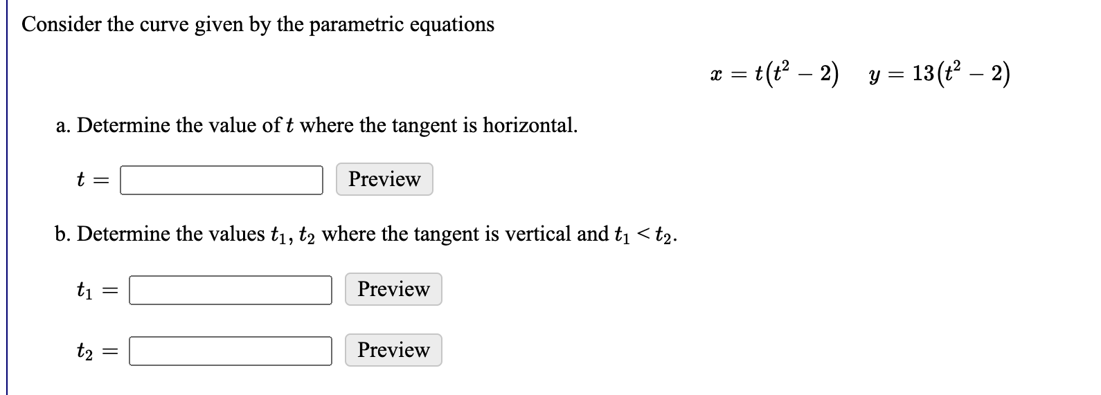Solved Consider the curve given by the parametric | Chegg.com
